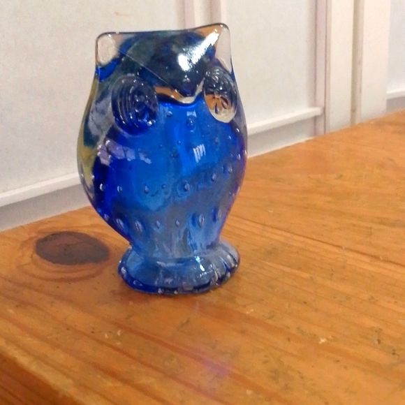 Lefton | Art | Vintage Lefton Blue Glass Owl Paperweight | Poshmark